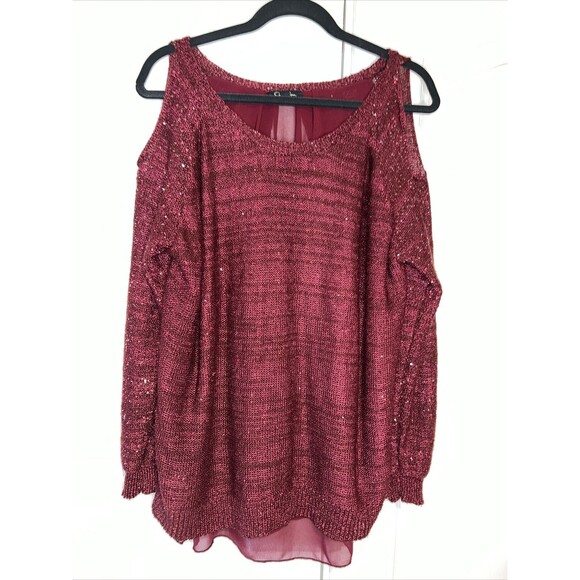 Jessica Simpson | Sweaters | Jessica Simpson Burgundy Sparkle Lined ...